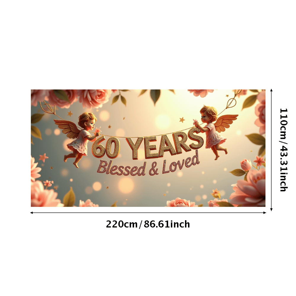 LUUFILx Cute Cartoon Character Themed Banner 60 Years Blessed Loved ...