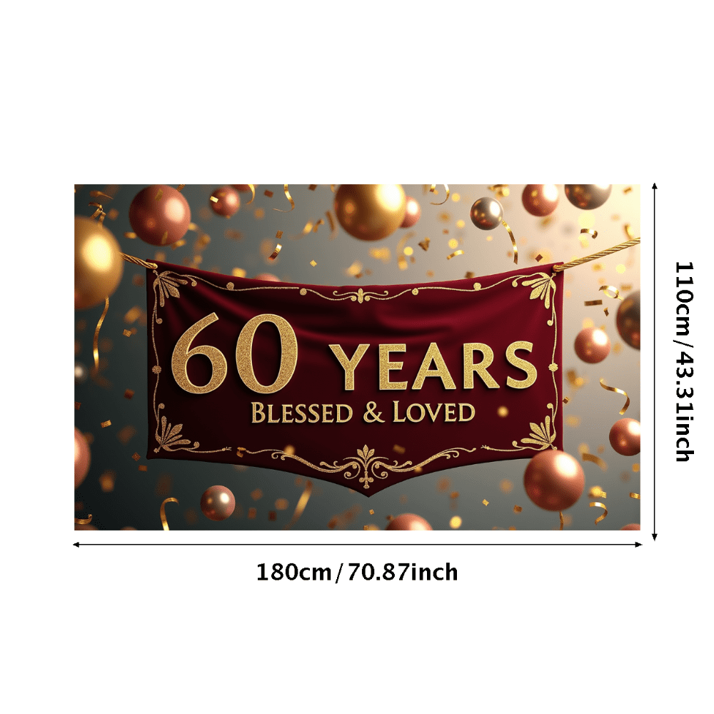 LUUFILx Cute Cartoon Character Themed Banner 60 Years Blessed Loved ...