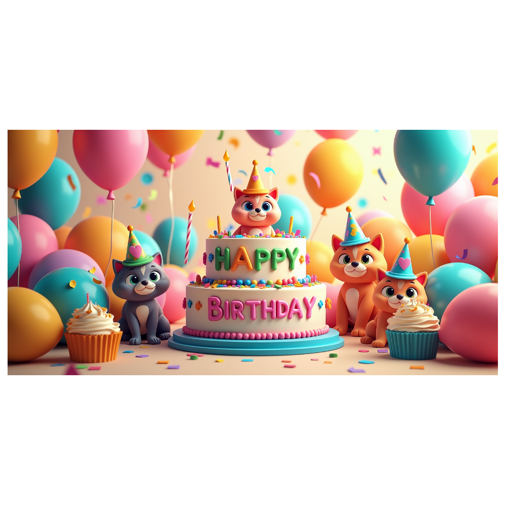 LUUFILx Cute Cat Themed Birthday Background Backdrop Banner for ...