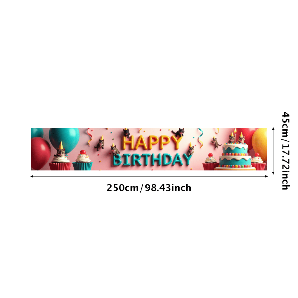 LUUFILx Cute Kitten Themed Birthday Party Backdrop Banner, Colorful ...