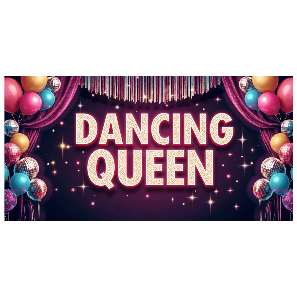 LUUFILx Dancing Queen Party Banner with Balloons Disco Theme Backdrop ...