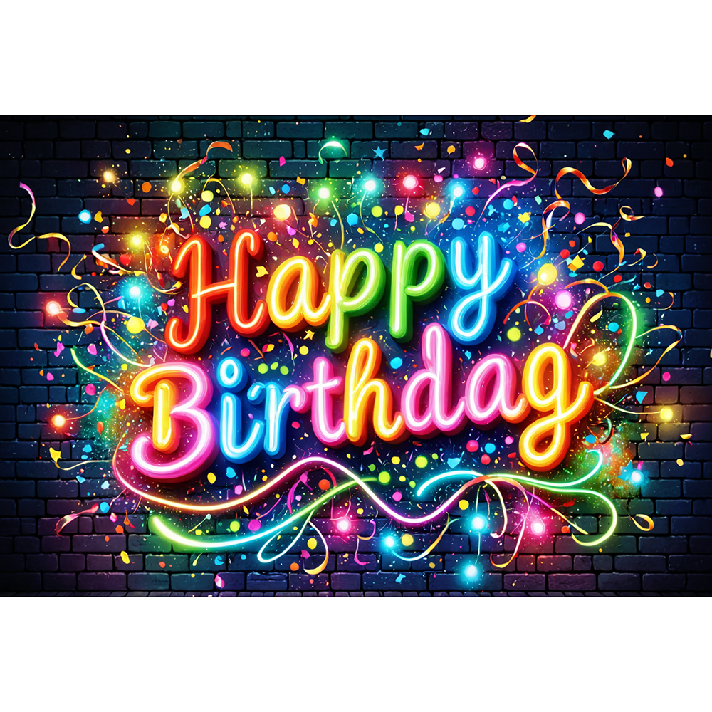 LUUFILx Disco Birthday Party Backdrop Cloth Neon Graffiti Background ...