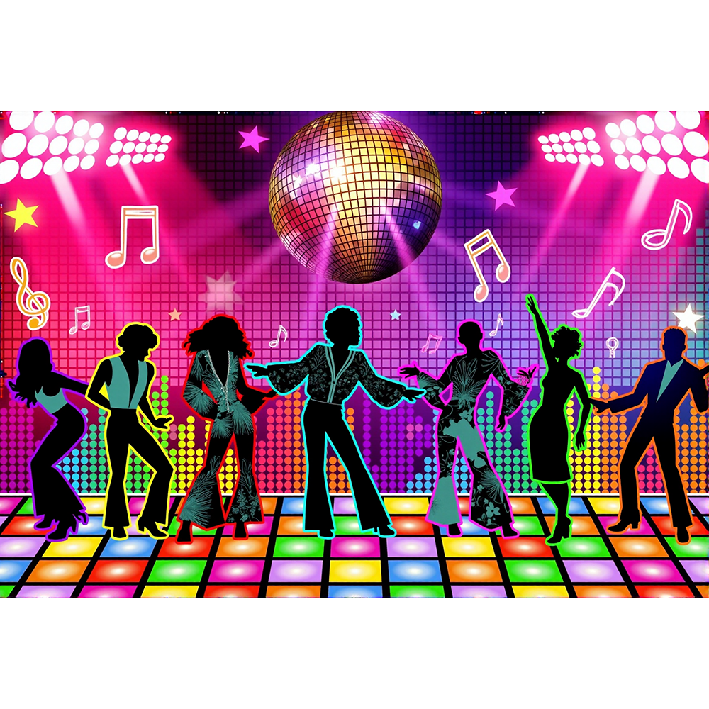 LUUFILx Disco Birthday Party Backdrop Cloth Neon Graffiti Background ...