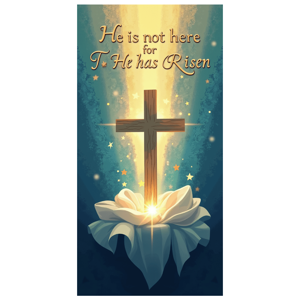 LUUFILx Easter Religious Banner He Has Risen Backdrop Cross Background ...
