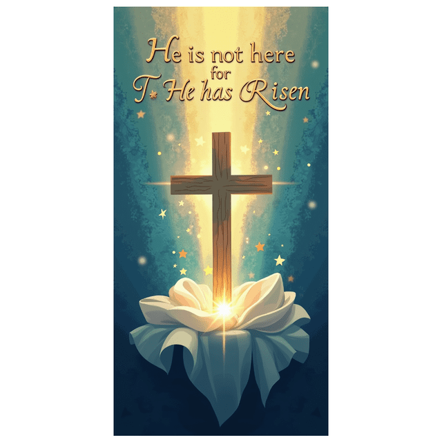 LUUFILx Easter Religious Banner He Has Risen Backdrop Cross Background ...