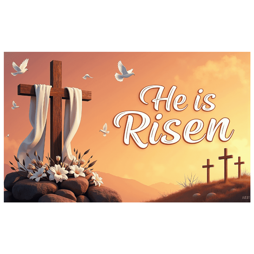LUUFILx Easter Wall Banner Backdrop Cross He is Risen Religious ...