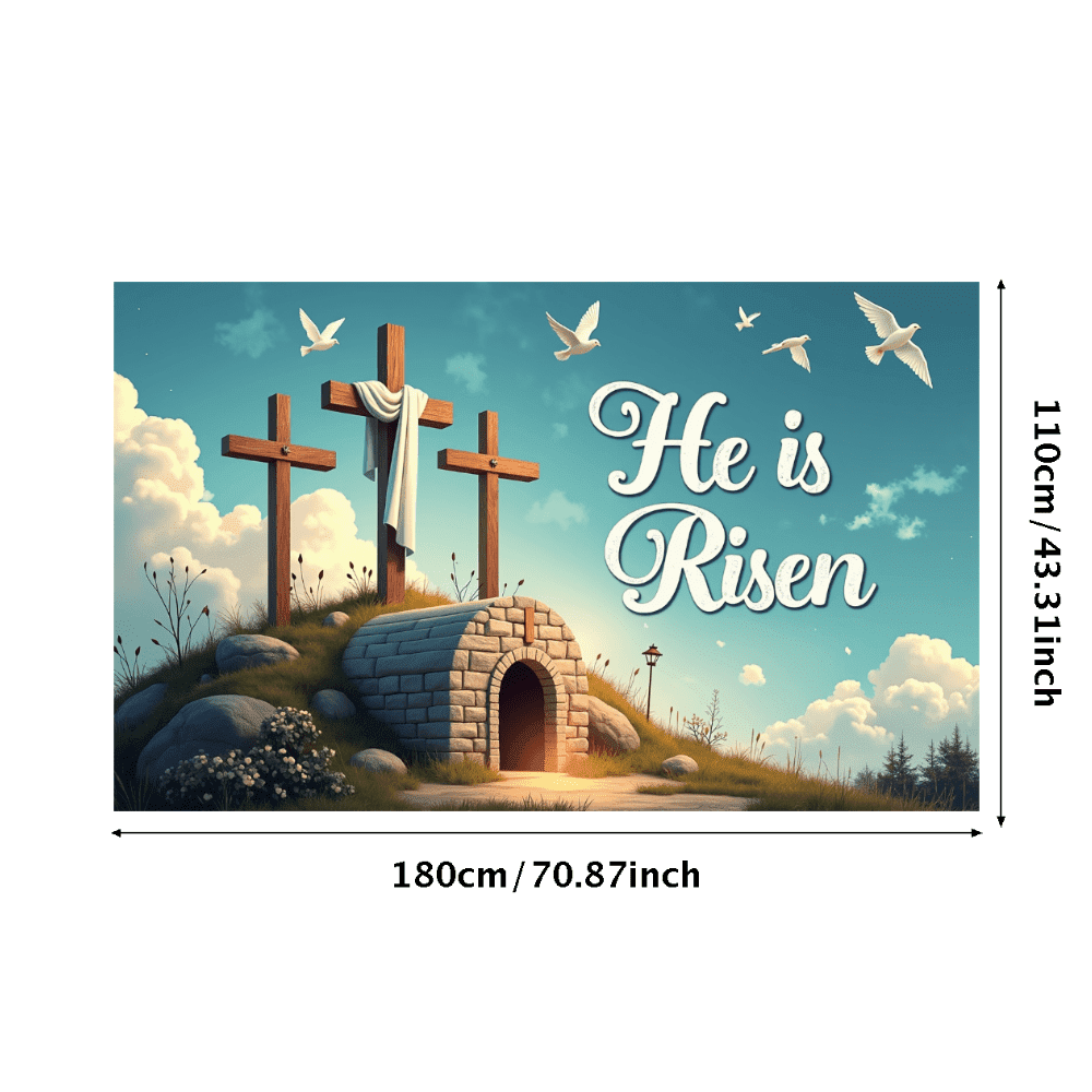 LUUFILx Easter Wall Banner Backdrop Cross He is Risen Religious ...