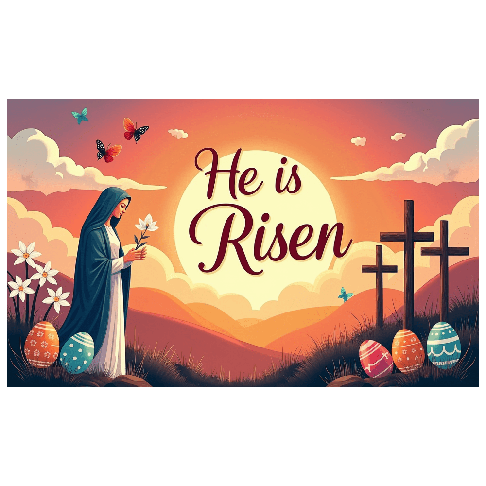 LUUFILx Easter Wall Banner Backdrop Cross He is Risen Religious ...