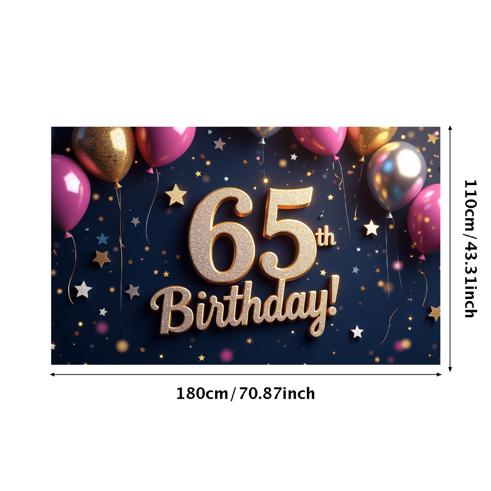 LUUFILx Elegant 65th Birthday Backdrop Banner Decorations for Party ...