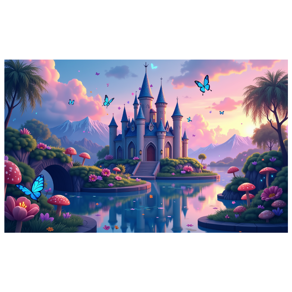 LUUFILx Enchanted Castle Backdrop Birthday Party Fairytale Banner ...