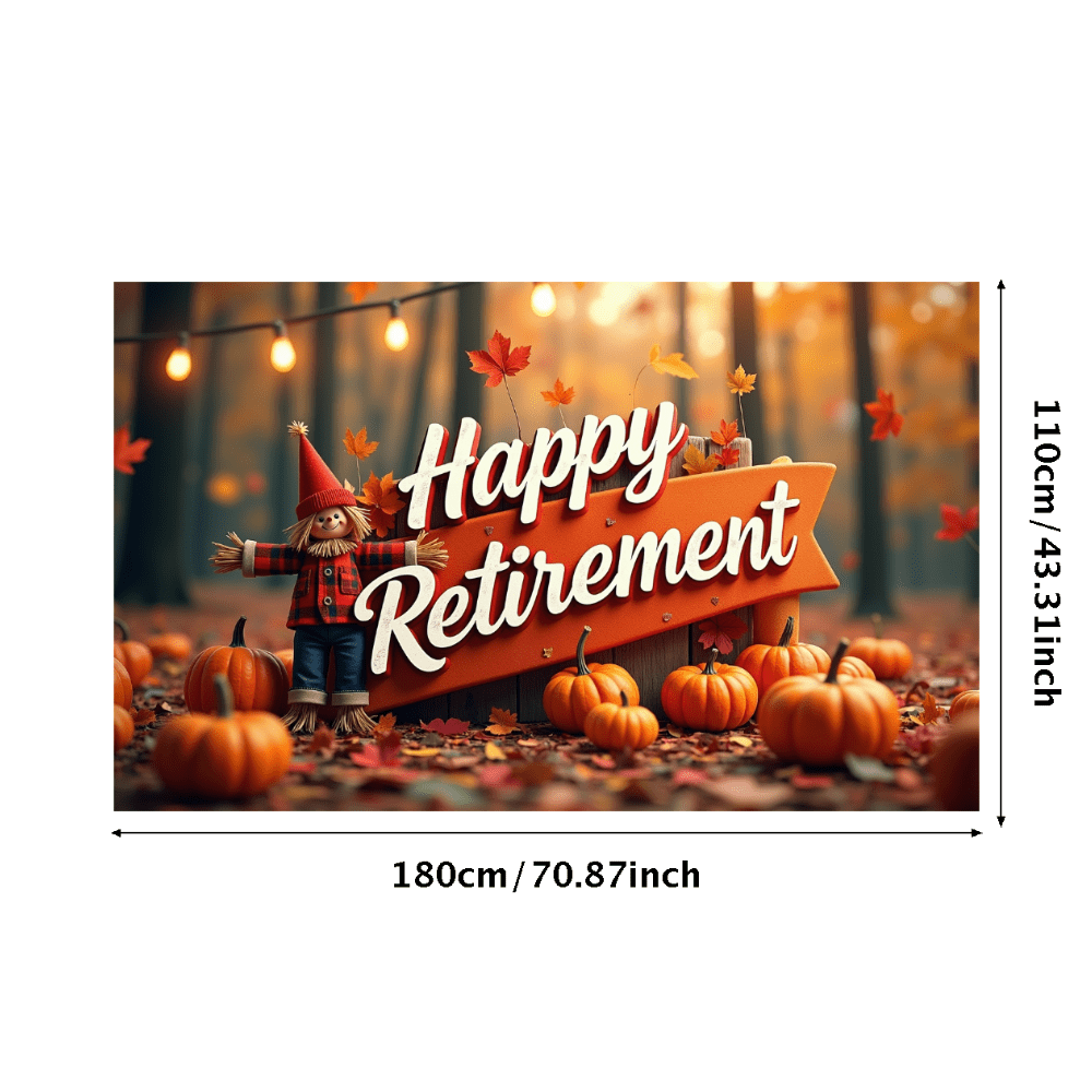 LUUFILx Fall Themed Happy Retirement Banner with Scarecrow and Pumpkin ...