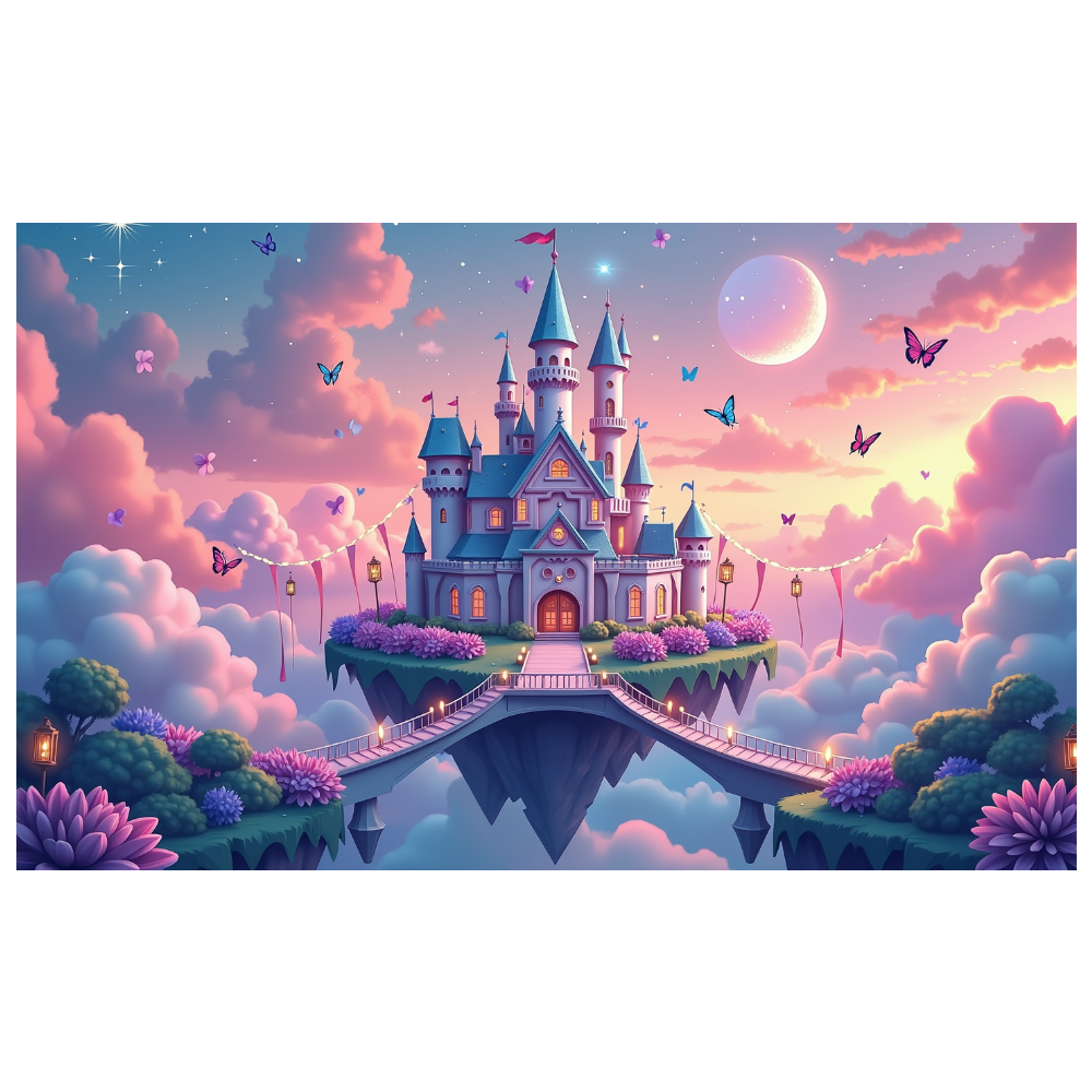 LUUFILx Fantasy Castle Backdrop Banner with Moonlit Scene and ...