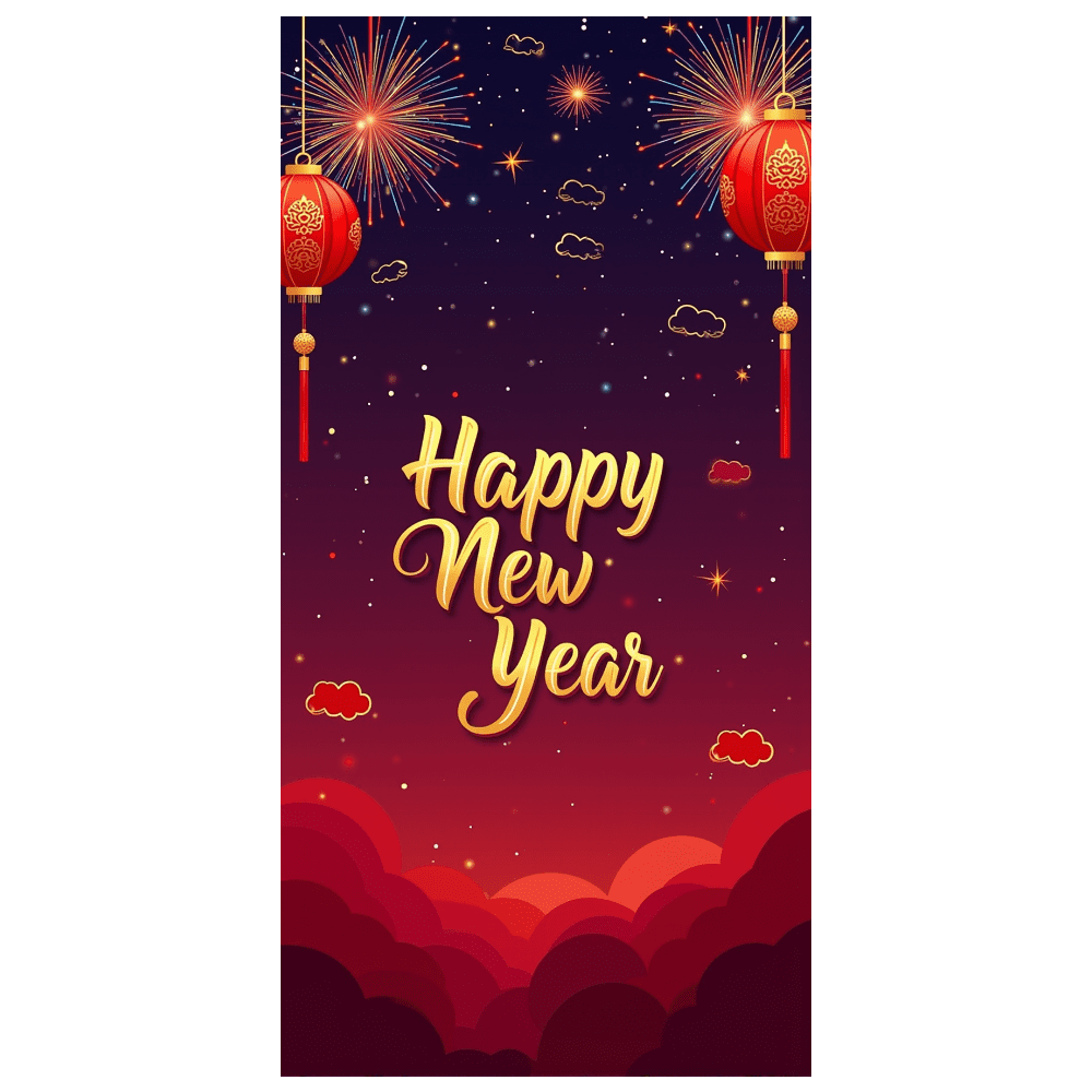 LUUFILx Festive New Year Celebration Backdrop with Fireworks Lanterns ...