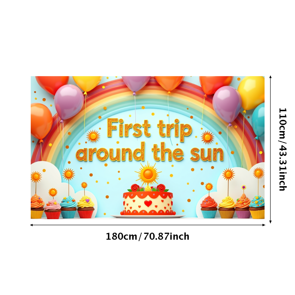 LUUFILx First Trip Around the Sun Backdrop Banner Colorful Birthday ...