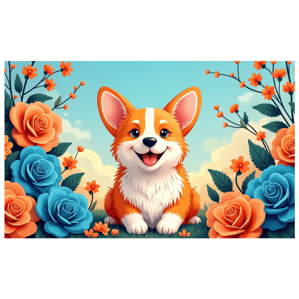 LUUFILx Floral Corgi Banner Backdrop Happy Birthday Party Supplies ...