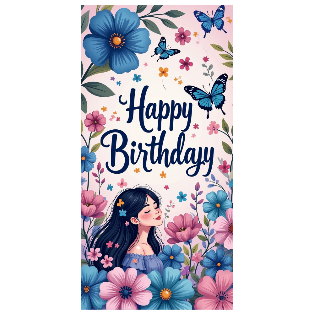 LUUFILx Floral Happy Birthday Banner with Butterflies for Party ...