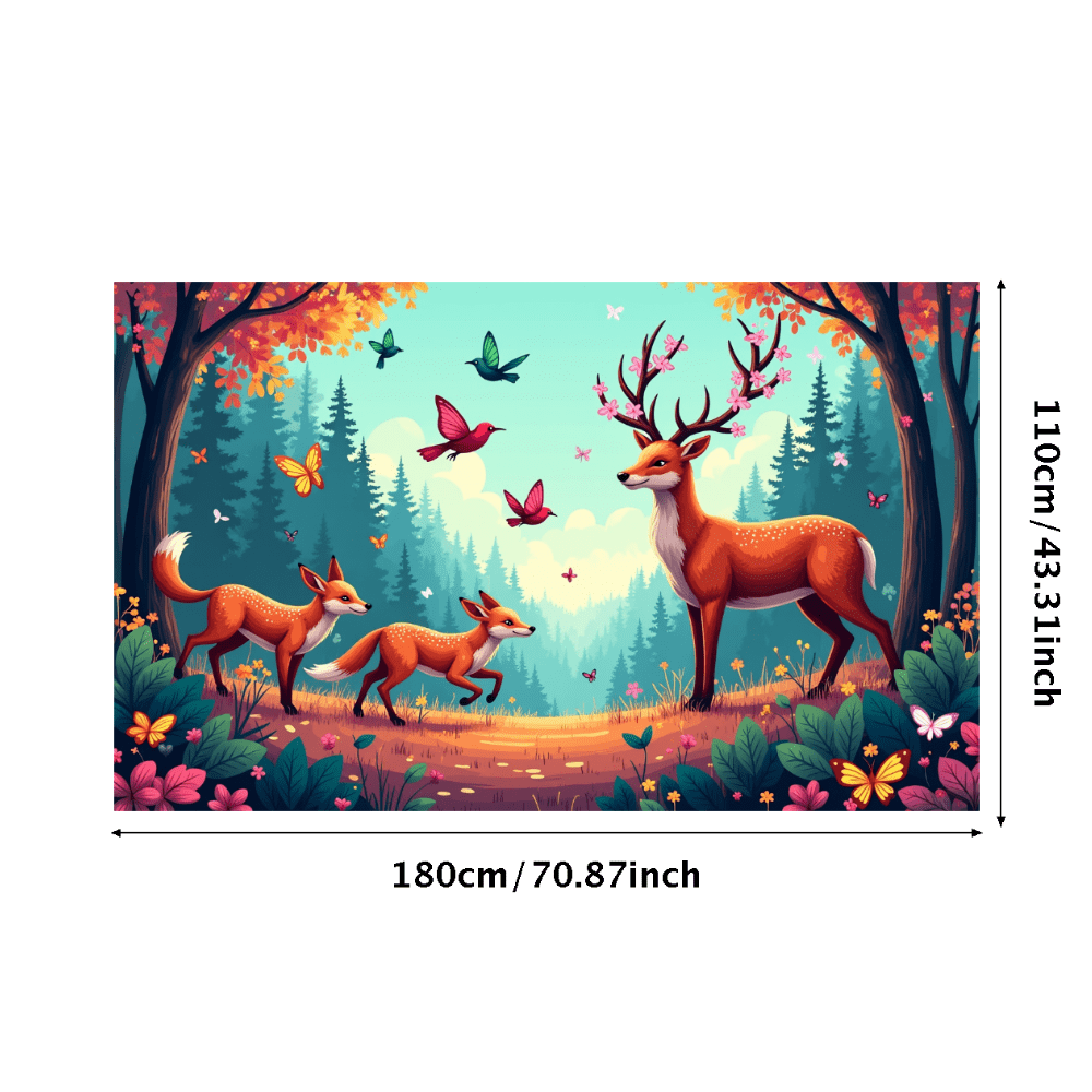 LUUFILx Forest Animals Backdrop with Deer Fox Squirrels and Birds ...