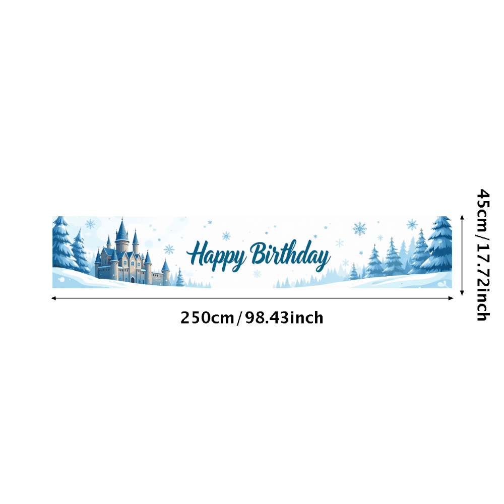 LUUFILx Frozen Castle Happy Birthday Banner Winter Wonderland Party ...