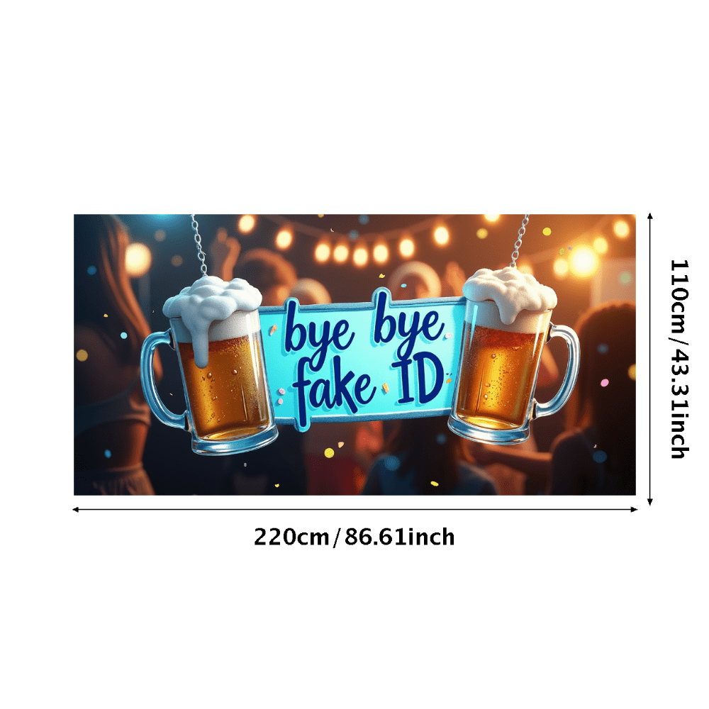 LUUFILx Fun Cartoon Themed 21st Birthday Banner with Beer Mugs Bye Fake ...