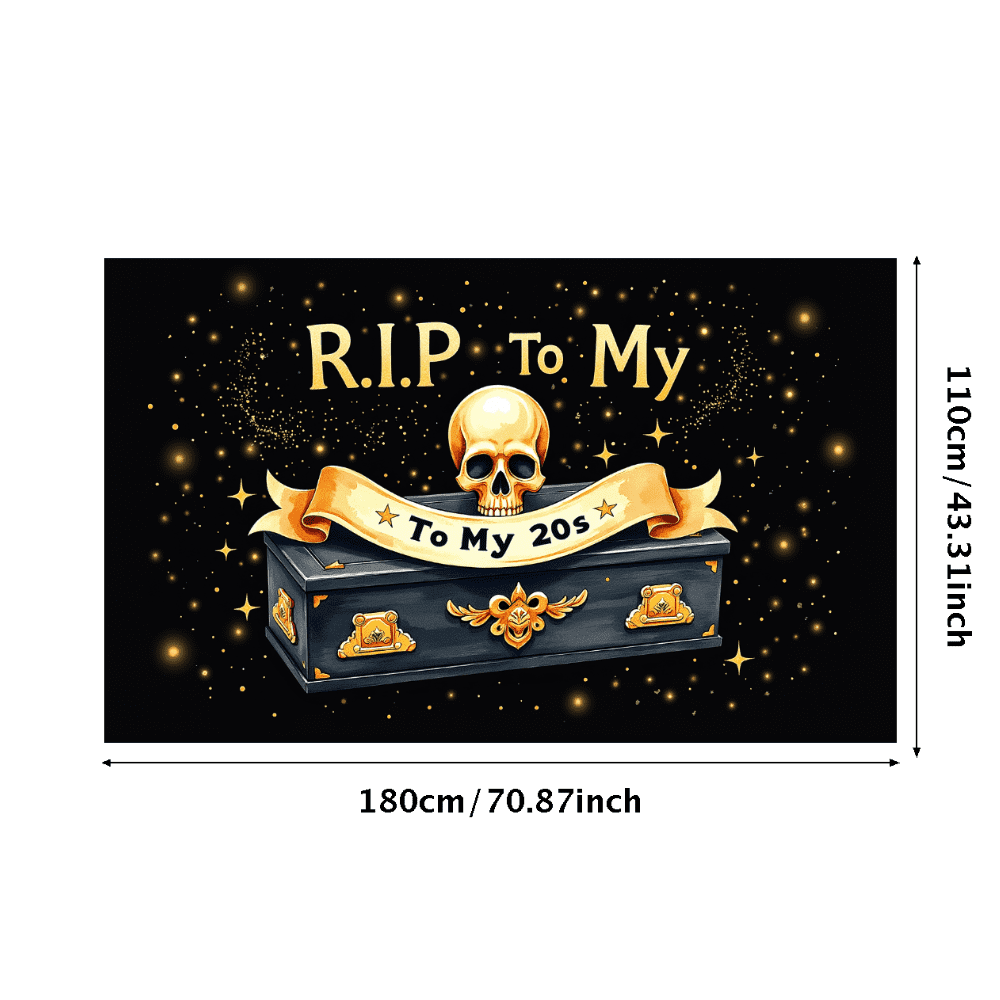LUUFILx Funky Skull Themed Banner with Coffin Design RIP To My 20s ...