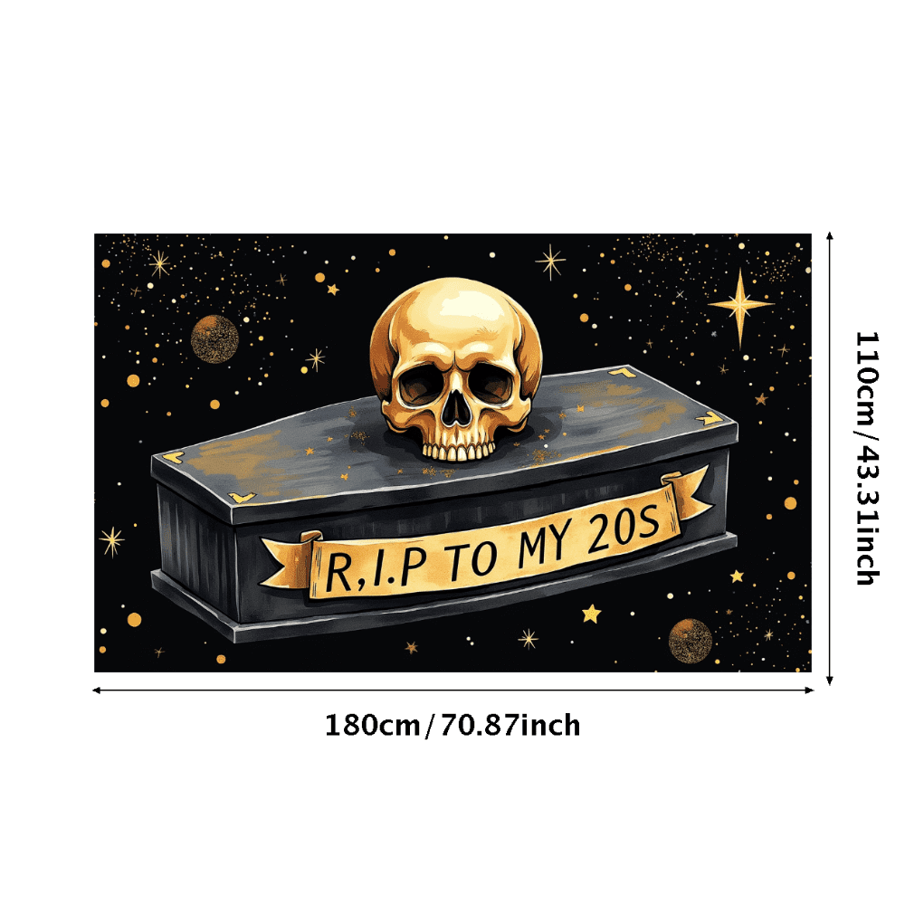 LUUFILx Funky Skull Themed Banner with Coffin Design RIP To My 20s ...