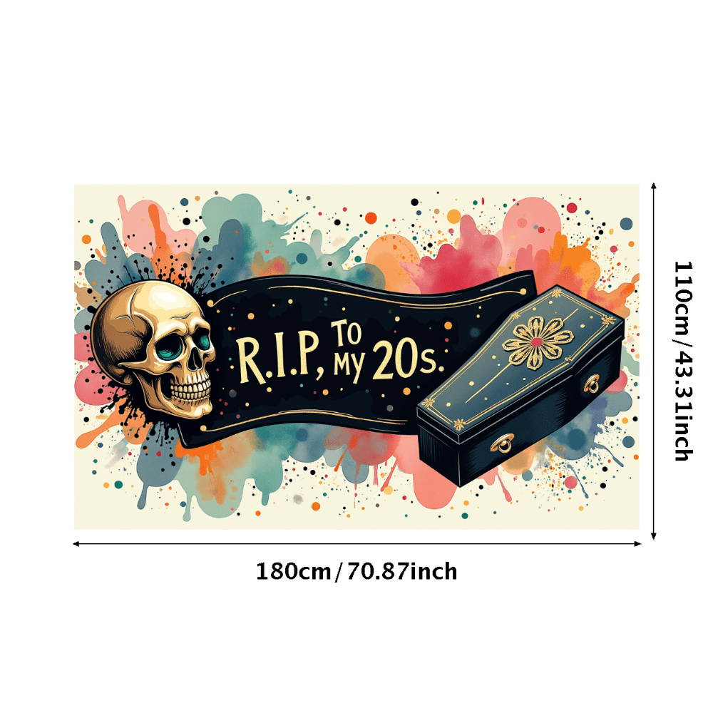 LUUFILx Funky Skull Themed Banner with Coffin Design RIP To My 20s ...