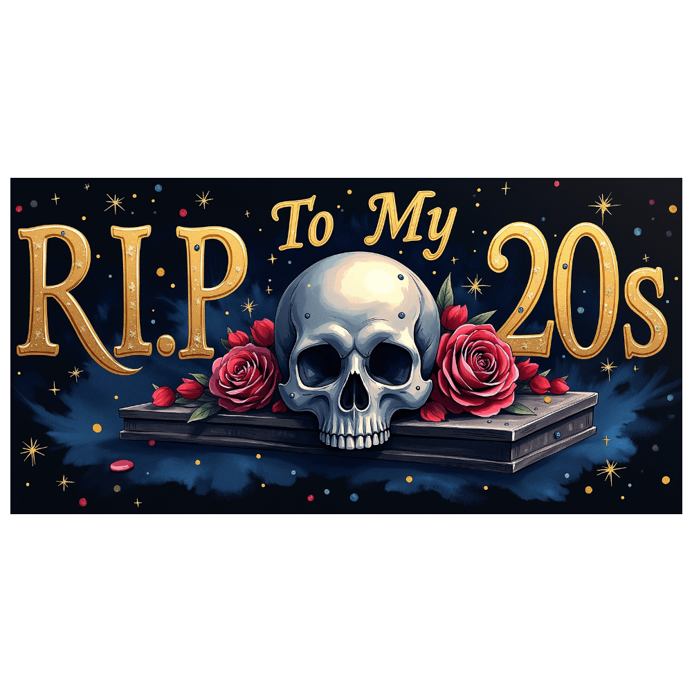 LUUFILx Funky Skull Themed Banner with Coffin Design RIP To My 20s ...