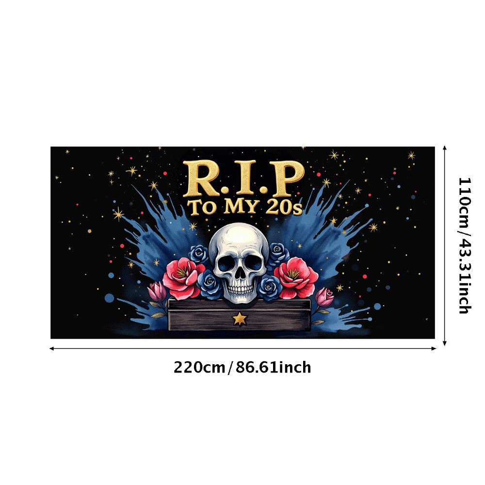 LUUFILx Funky Skull Themed Banner with Coffin Design RIP To My 20s ...