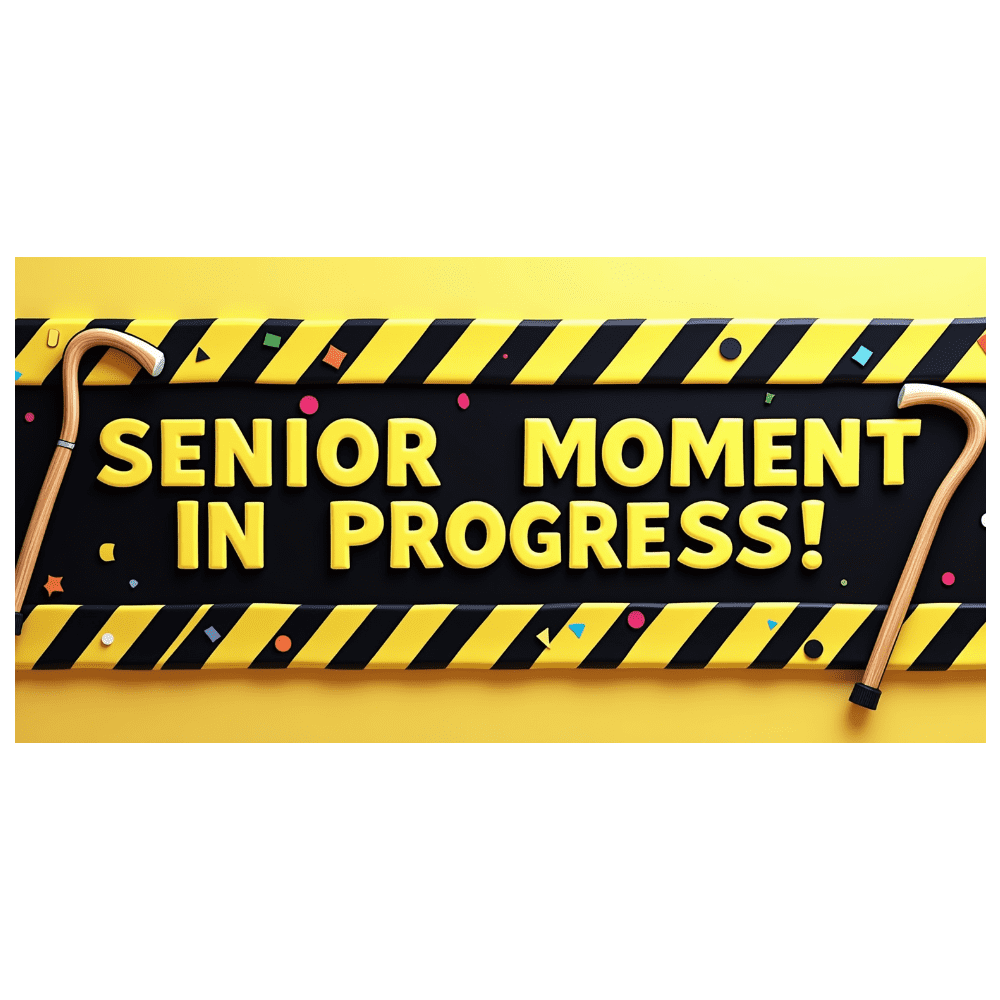 LUUFILx Funny Senior Themed Banner with Warning Stripes Design Cane ...