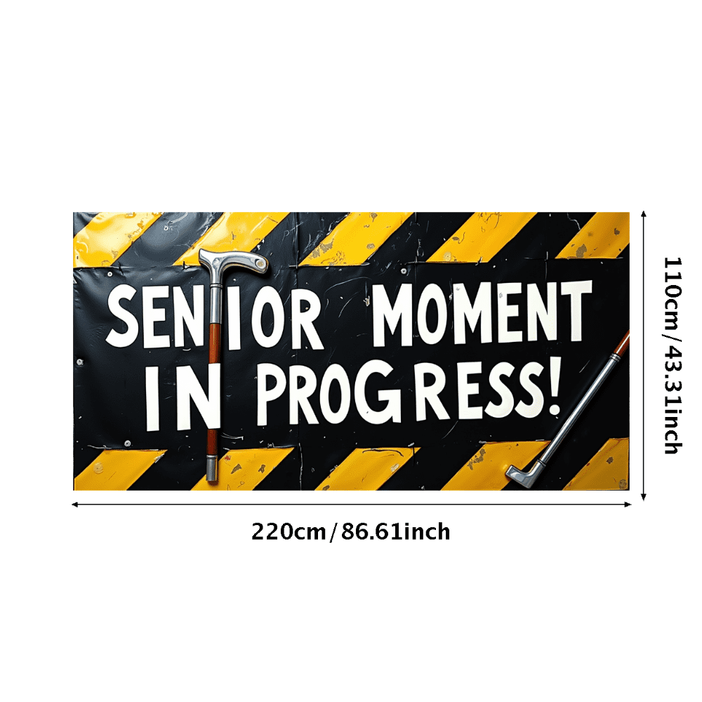 LUUFILx Funny Senior Themed Banner with Warning Stripes Design Cane ...