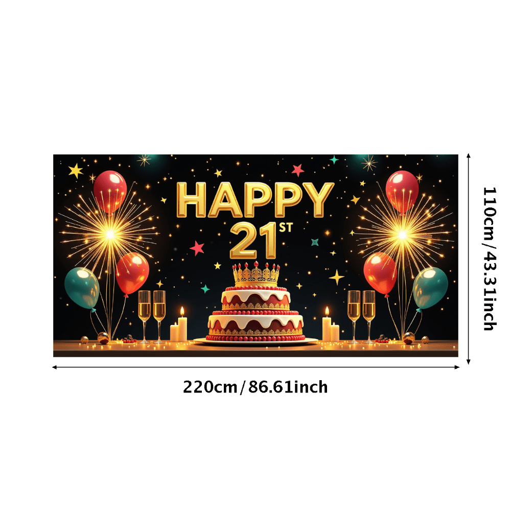 LUUFILx Glamorous 21st Birthday Banner with Crown Theme Party Backdrop ...