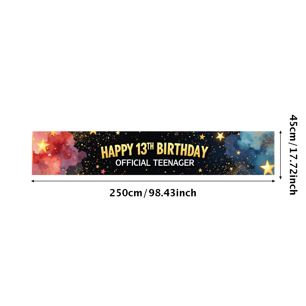 LUUFILx Glamorous Glittery 13th Birthday Banner with Star Elements ...