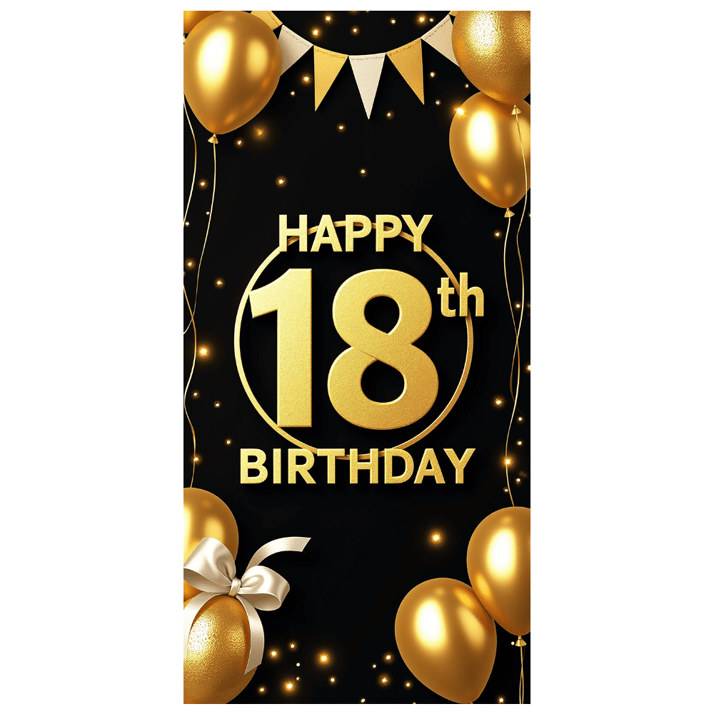 LUUFILx Glamorous Gold Black 18th Birthday Banner Backdrop Decorations ...