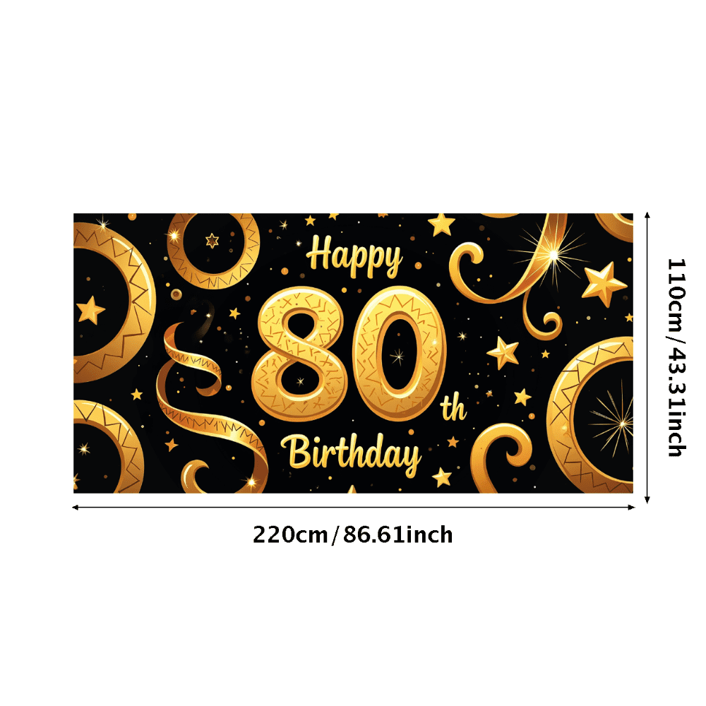LUUFILx Gleaming Golden 80th Birthday Banner with Star Balloon Elements ...