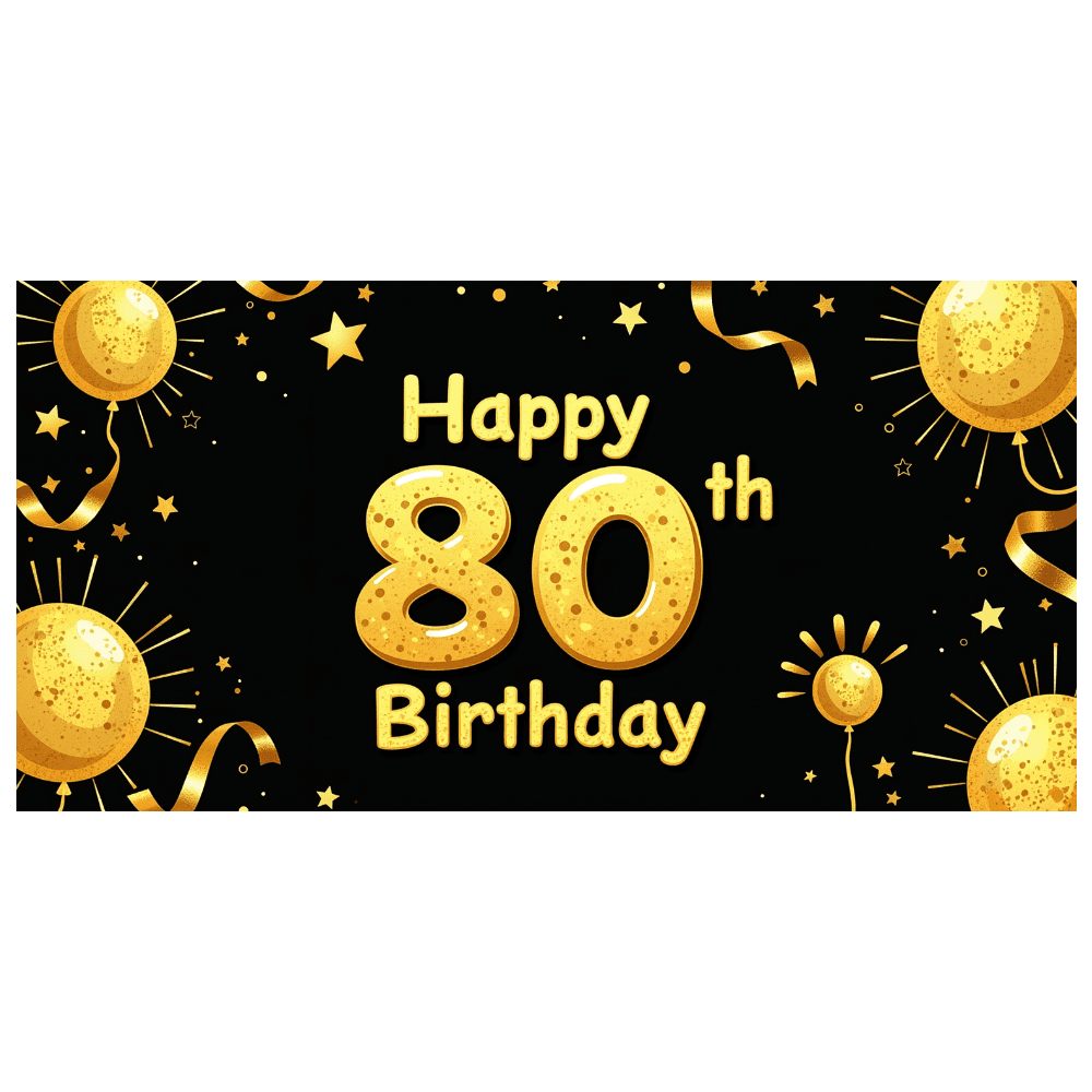 LUUFILx Gleaming Golden Happy 80th Birthday Banner with Star Balloon ...