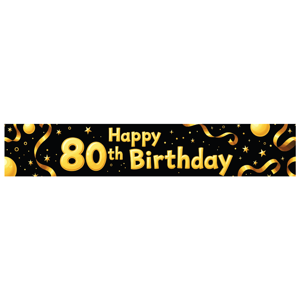 LUUFILx Gleaming Golden Happy 80th Birthday Banner with Star Balloon ...