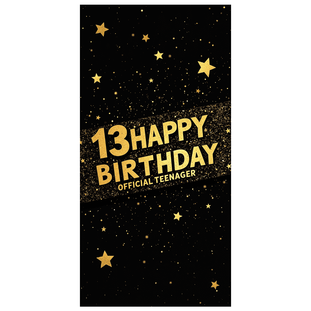 LUUFILx Glistening Golden 13th Birthday Banner with Star Elements ...