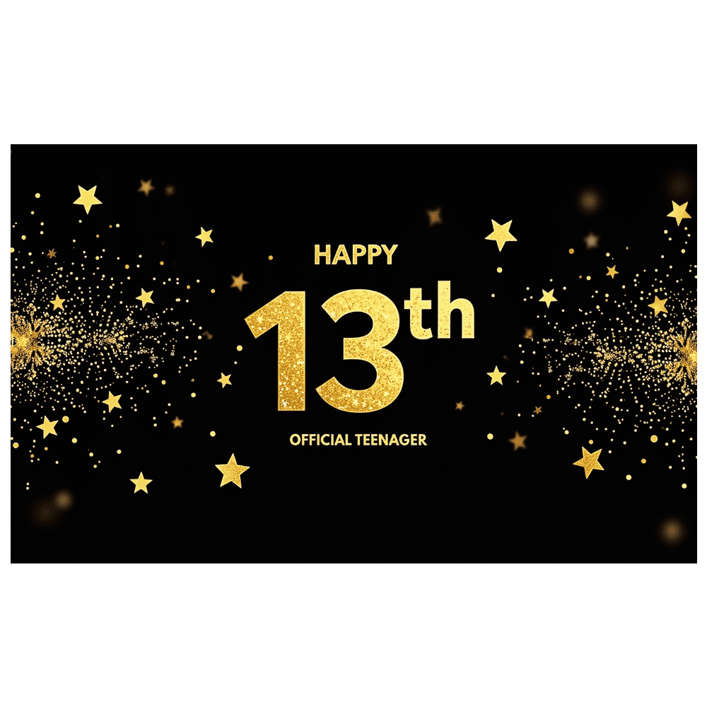 LUUFILx Glistening Golden 13th Birthday Banner with Star Elements ...