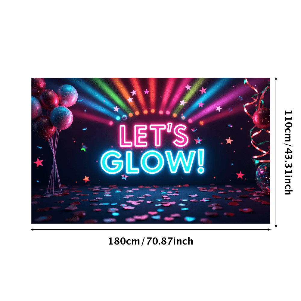 LUUFILx Let's Glow Neon Party Backdrop Banner Colorful Event Décor ...