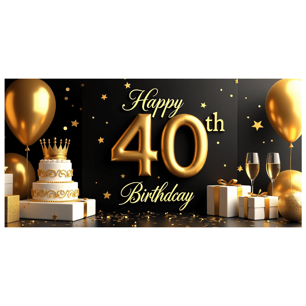 LUUFILx Gold 40th Birthday Backdrop Banner Cake Decor Party Supplies ...