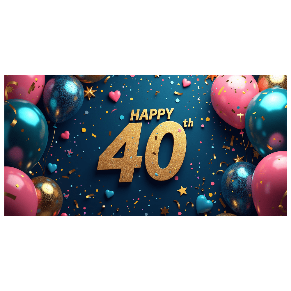 LUUFILx Gold 40th Birthday Backdrop Banner Cake Decor Party Supplies ...