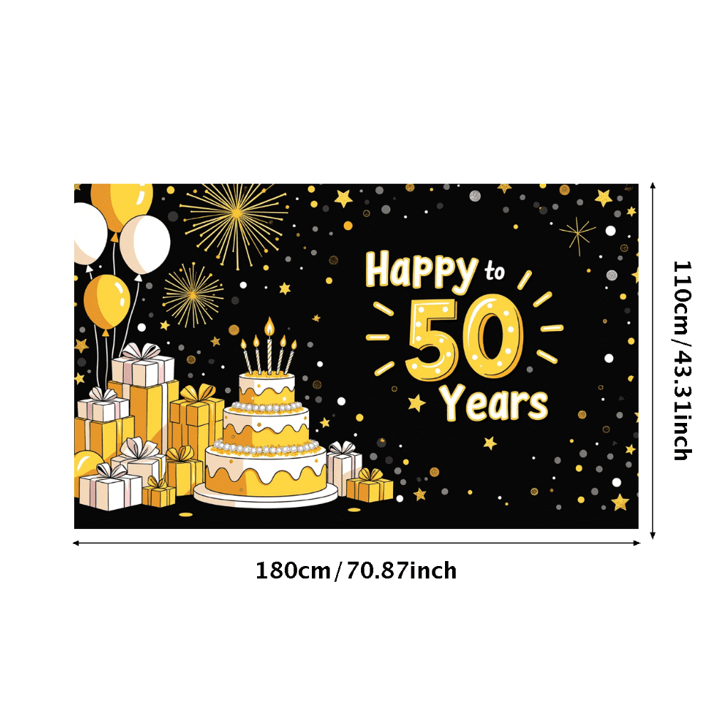 LUUFILx Gold Themed 50th Birthday Banner Happy Birthday Cheers to 50 ...
