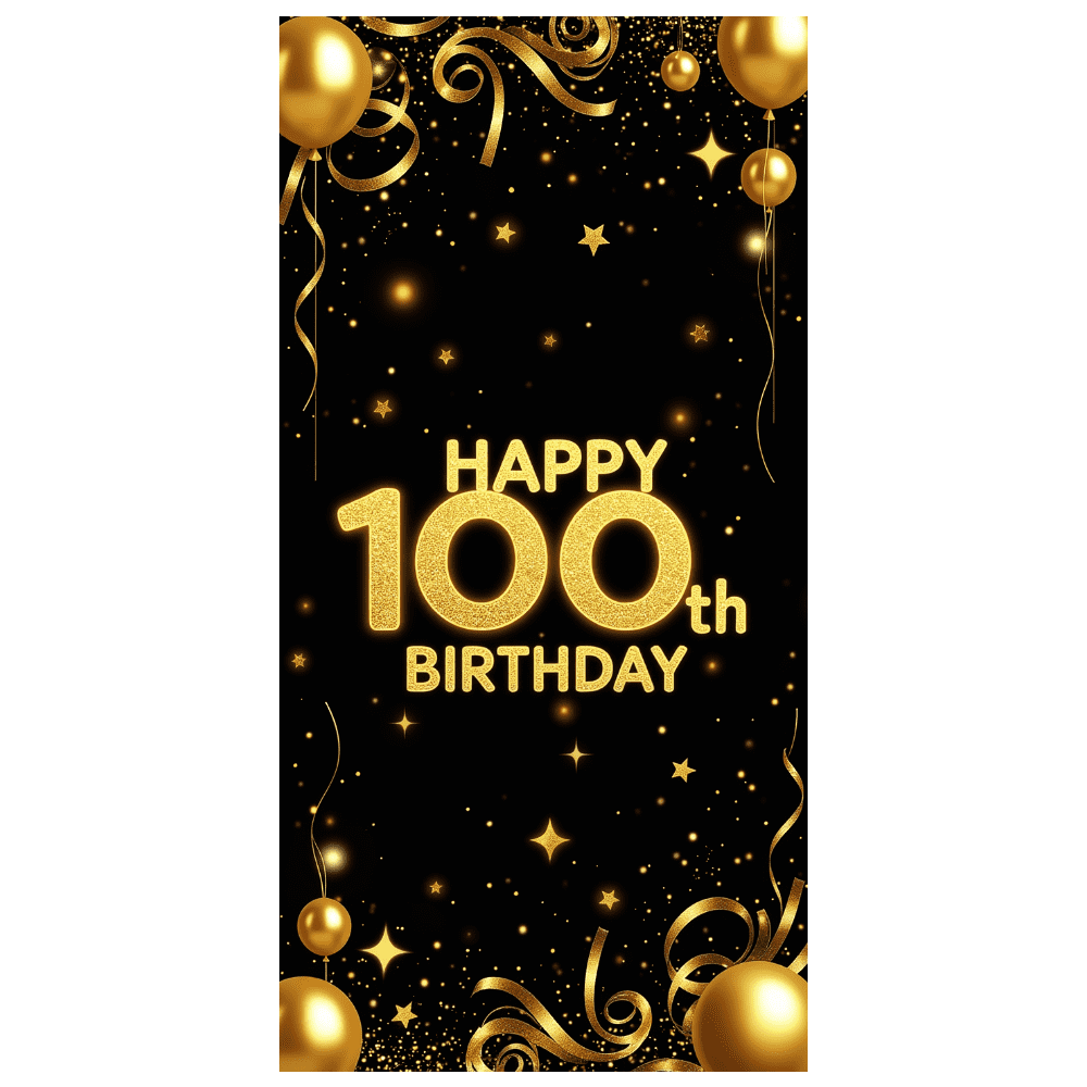 LUUFILx Golden 100th Birthday Backdrop Banner Happy Birthday Background ...