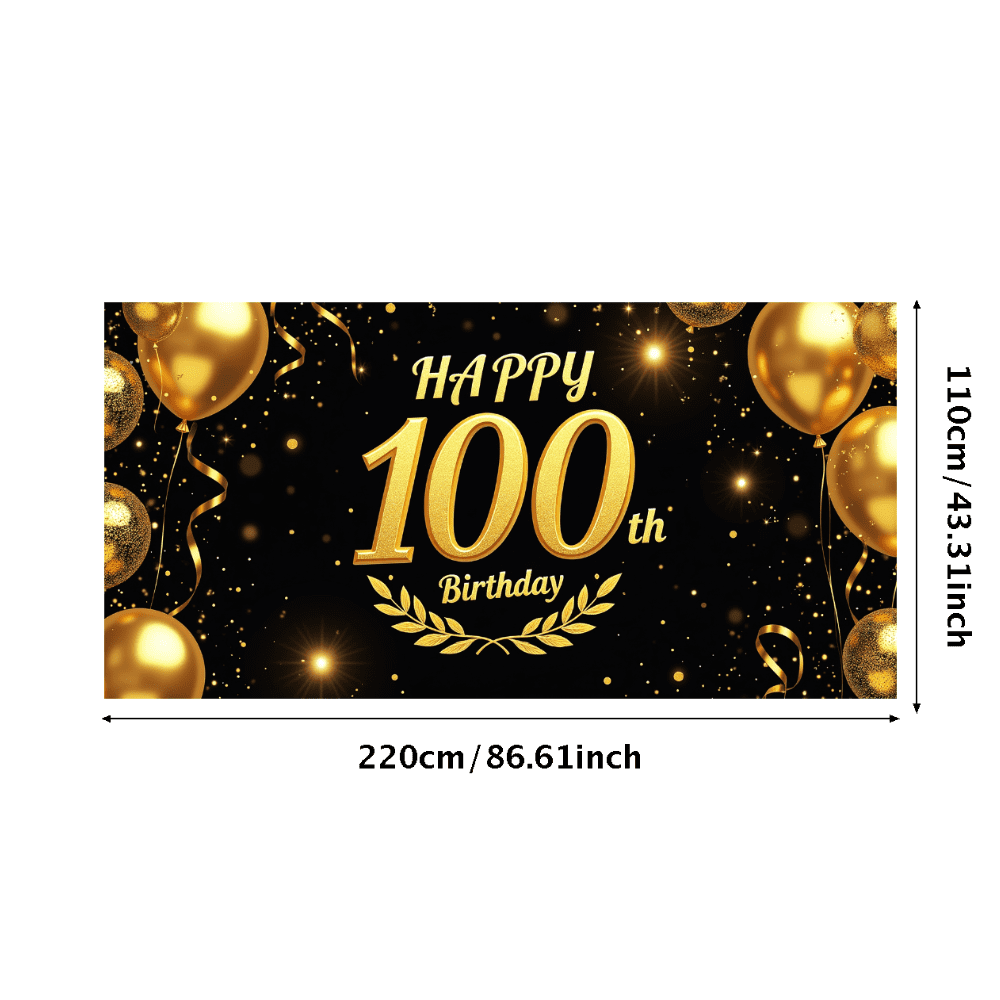 LUUFILx Golden 100th Birthday Backdrop Banner Happy Birthday Background ...
