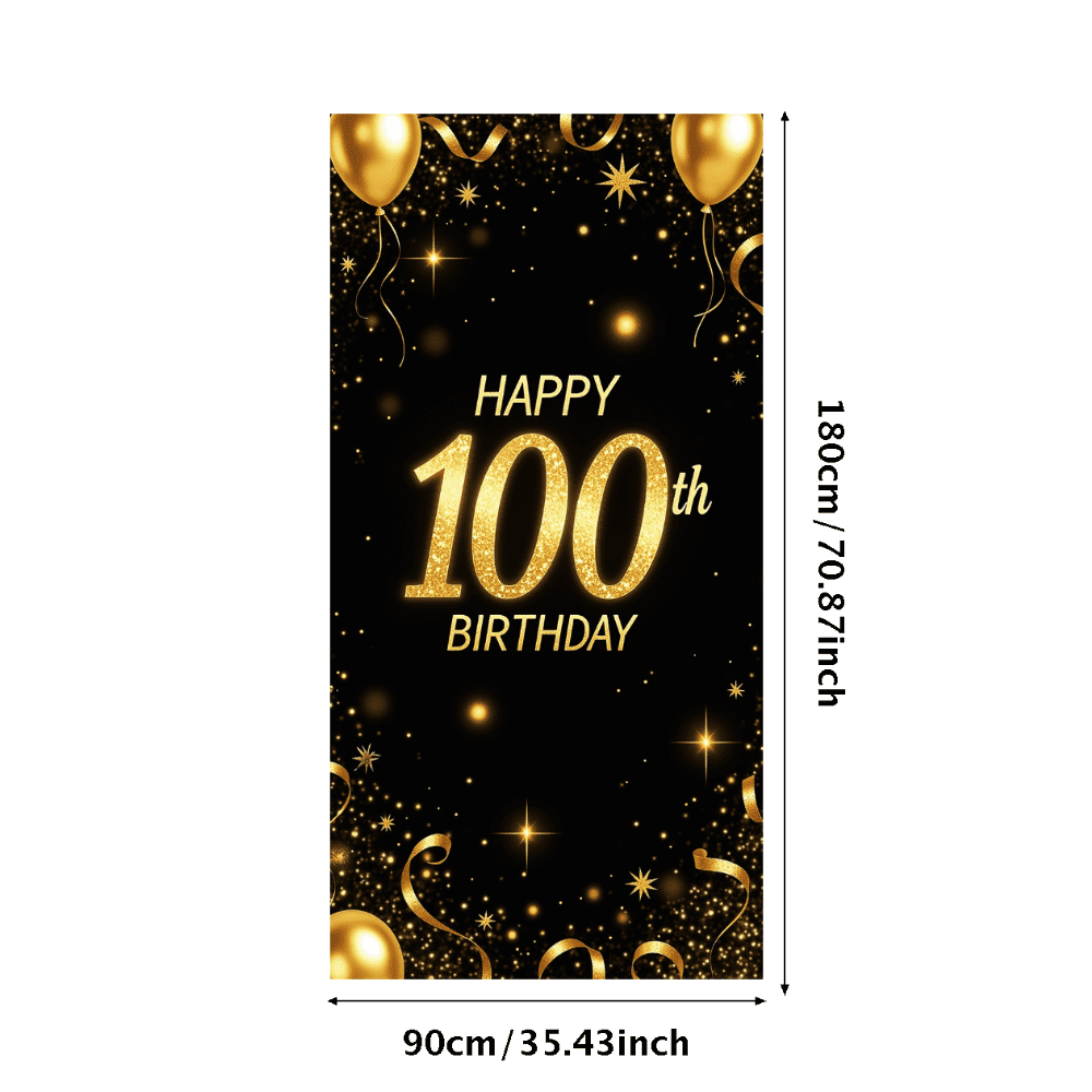 LUUFILx Golden 100th Birthday Backdrop Banner Happy Birthday Background ...
