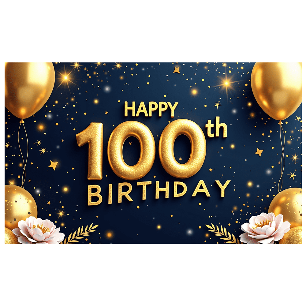 LUUFILx Golden 100th Birthday Backdrop Banner Happy Birthday Background ...