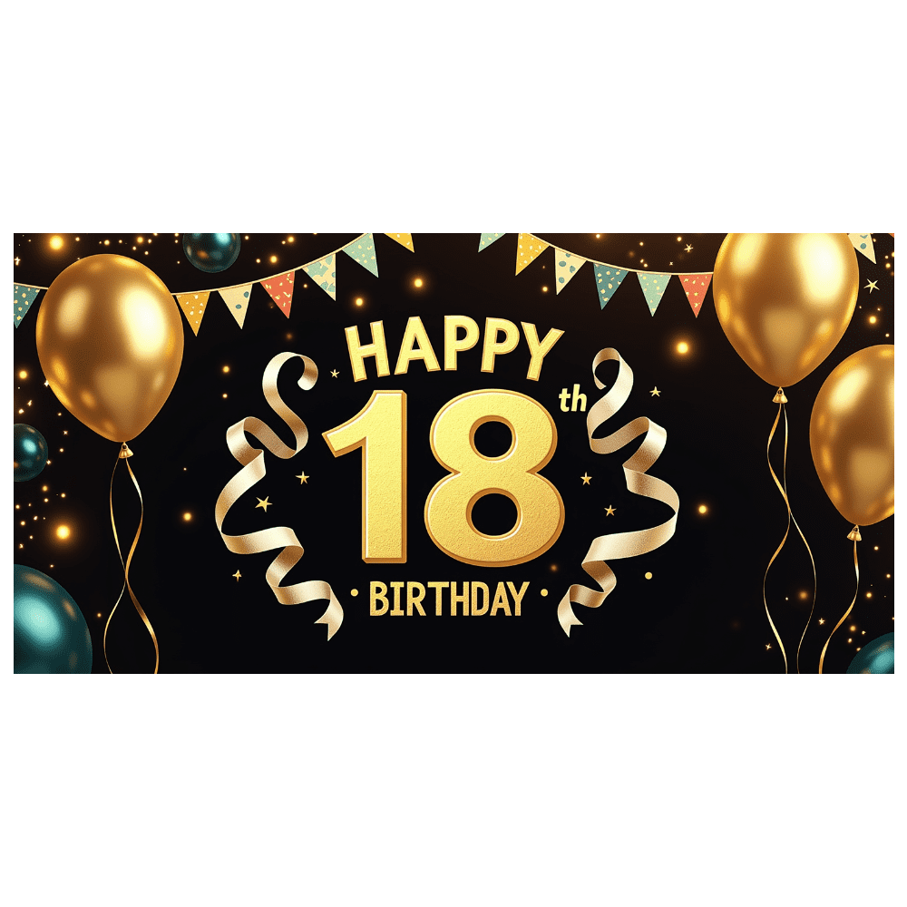 LUUFILx Golden 18th Birthday Backdrop Banner with Star Elements, Happy ...