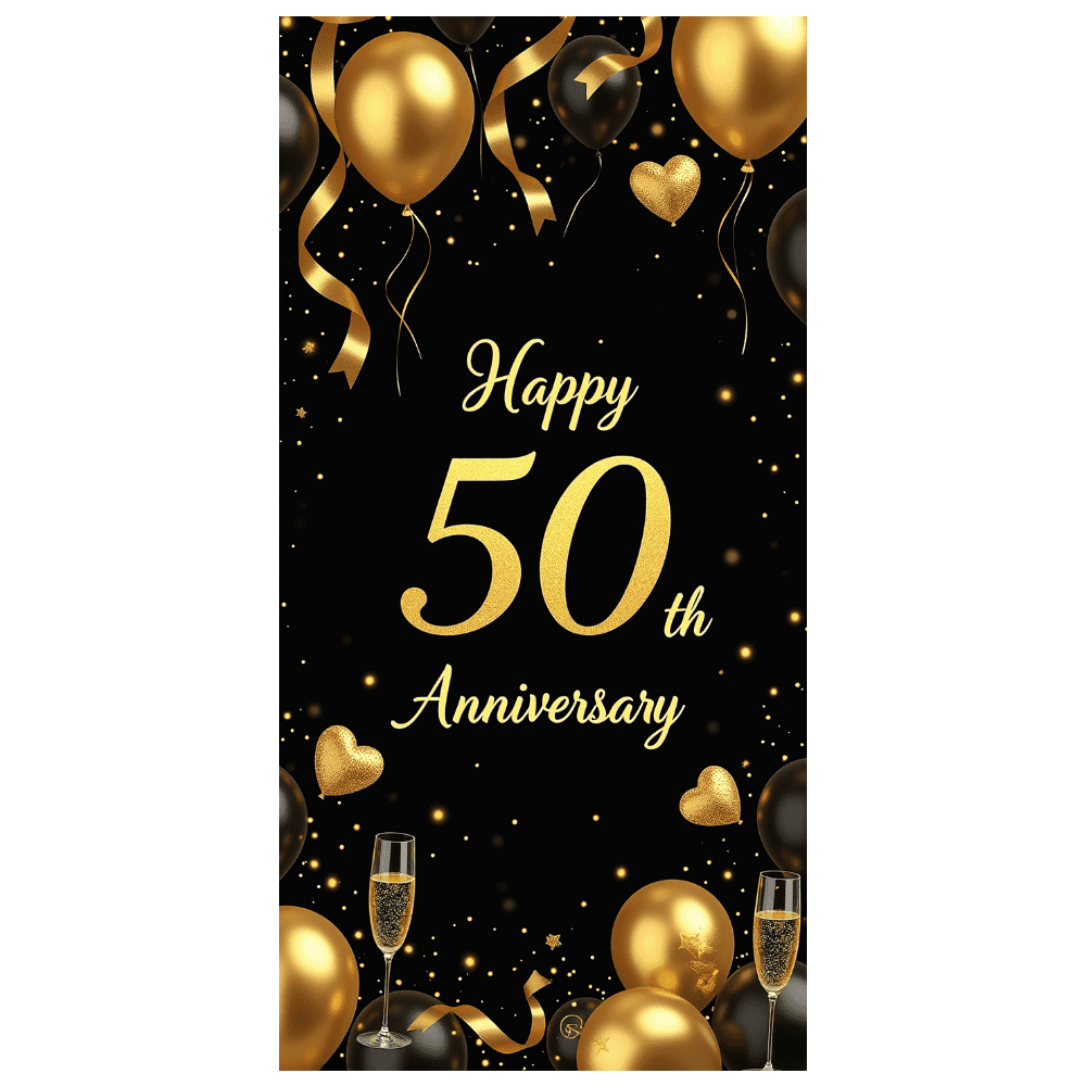 LUUFILx Golden Anniversary Backdrop Balloon Celebration Party 50th ...
