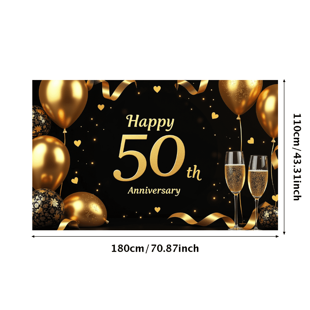 LUUFILx Golden Anniversary Backdrop Balloon Celebration Party 50th ...