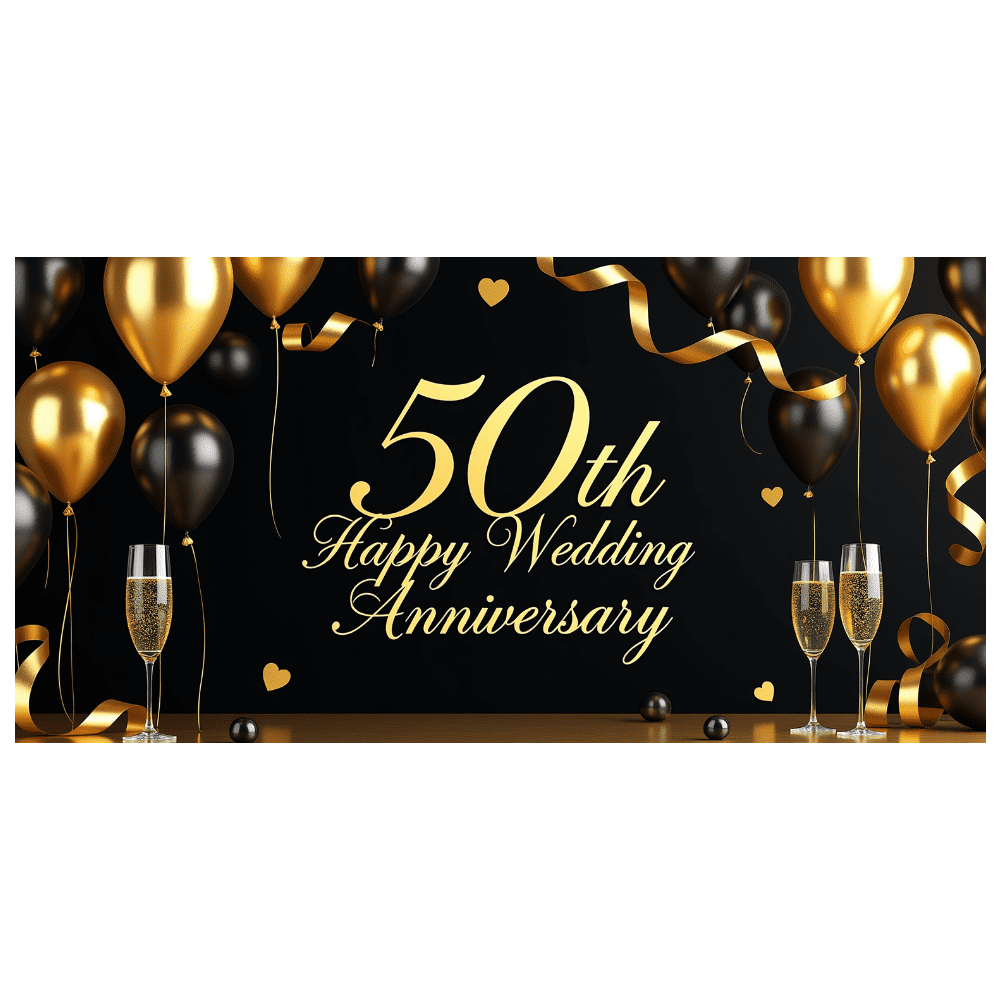 LUUFILx Golden Anniversary Backdrop Balloon Celebration Party 50th ...